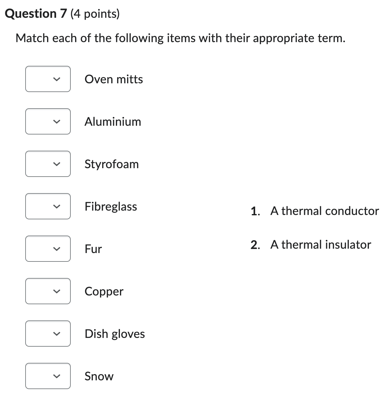 Solved Answer the following matching question thoroughly and | Chegg.com