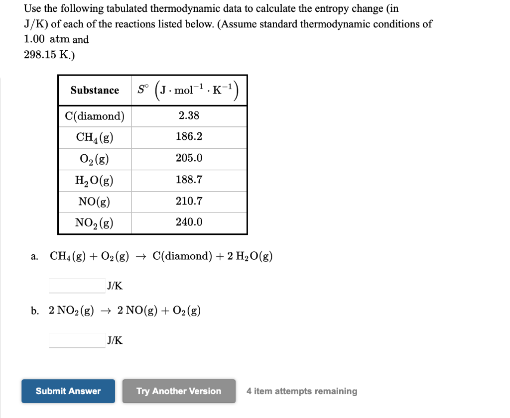 Solved Use The Following Tabulated Thermodynamic Data To 
