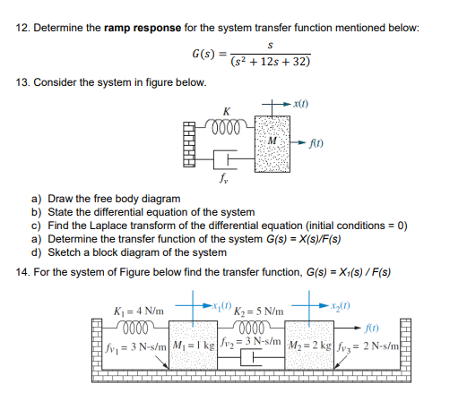 Solved S 12. Determine the ramp response for the system | Chegg.com