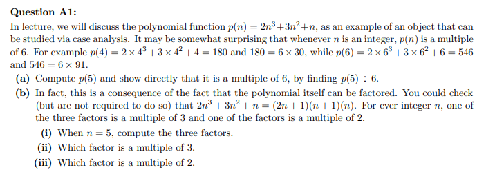 Solved Question A1: In lecture, we will discuss the | Chegg.com