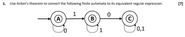 Solved 1. Use Arden's theorem to convert the following | Chegg.com