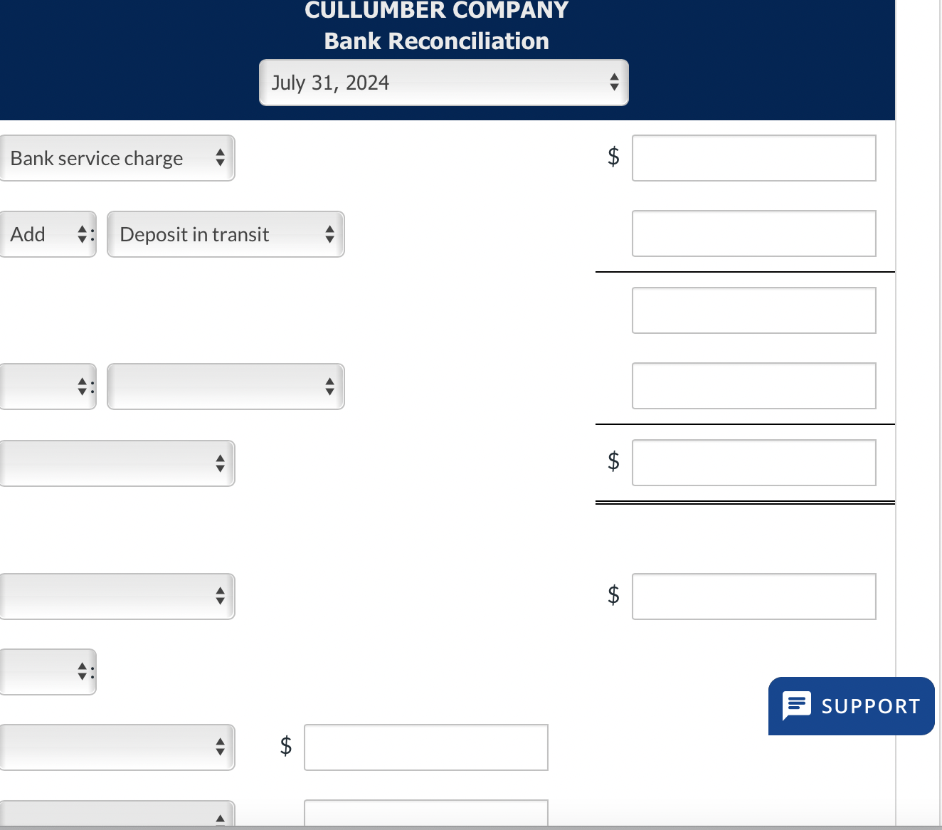 Solved CULLUMBER COMPANY Bank Reconciliation July 31, 2024 | Chegg.com