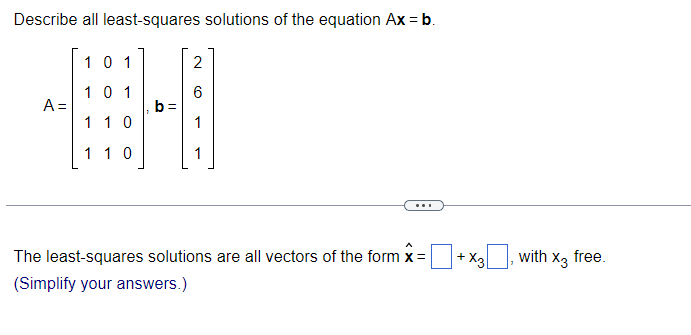 Solved Describe all least-squares solutions of the equation | Chegg.com