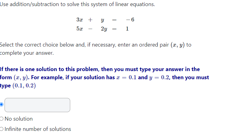 Solved Use addition/subtraction to solve this system of | Chegg.com