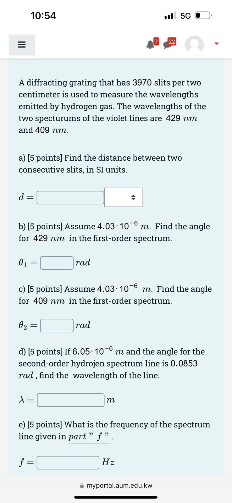 Solved A diffracting grating that has 3970 slits per two | Chegg.com