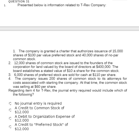 Solved QUESTION 31 Presented below is information related to | Chegg.com
