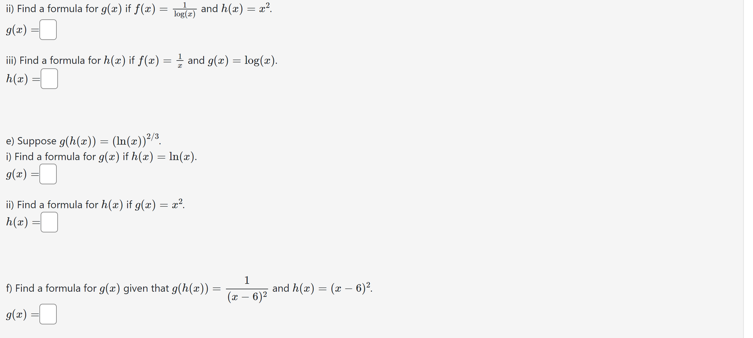 Solved For the following composite functions, find possible | Chegg.com