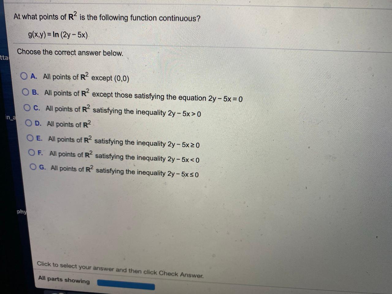 Solved At what points of R2 is the following function | Chegg.com