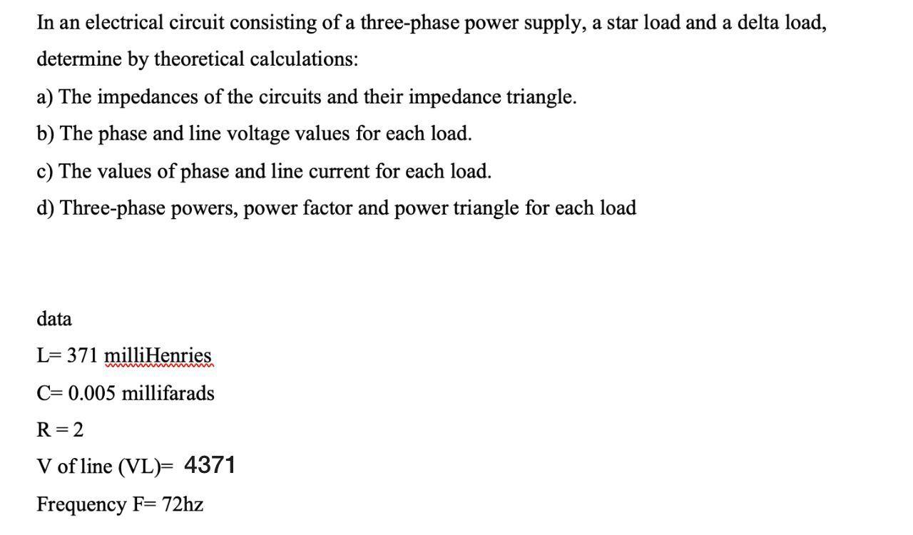 Solved In an electrical circuit consisting of a three-phase | Chegg.com