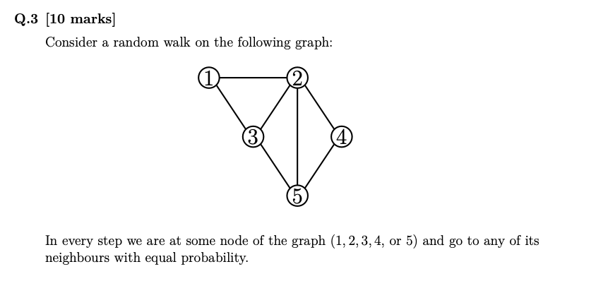 Solved Q.3 [10 marks] Consider a random walk on the | Chegg.com