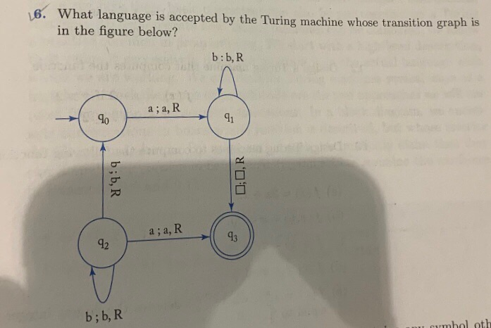 Solved 6. What language is accepted by the Turing machine | Chegg.com
