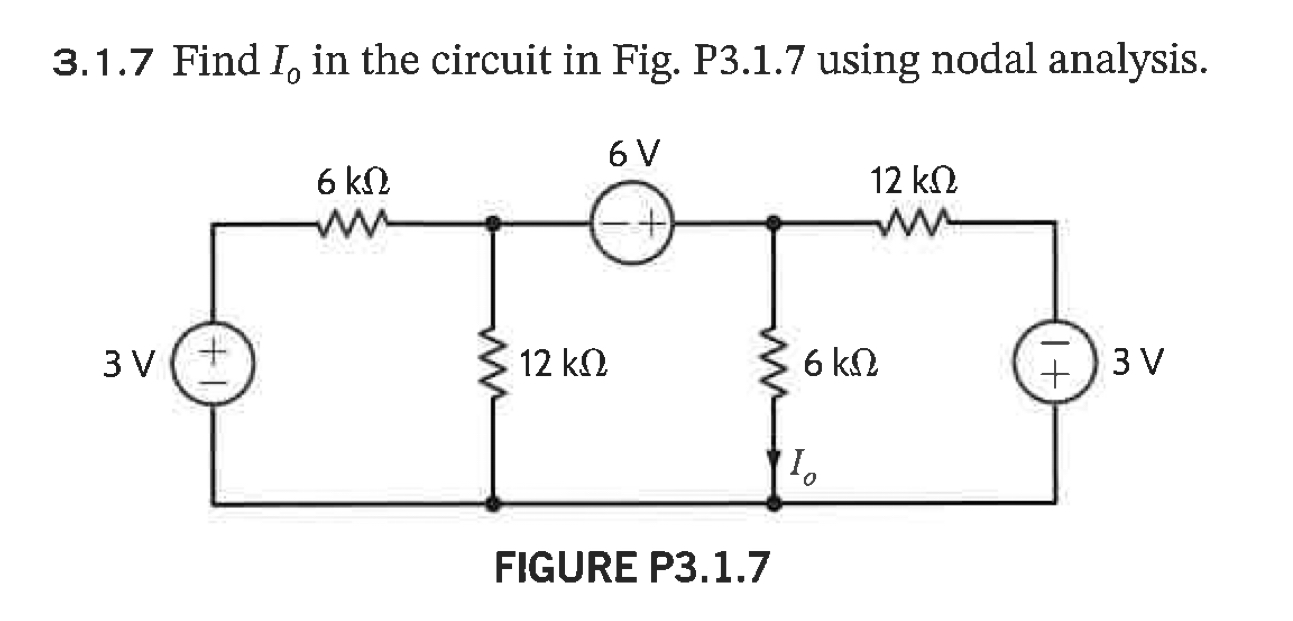 Solved Find I in the circuit in Fig. p3.1.7 using nodal | Chegg.com