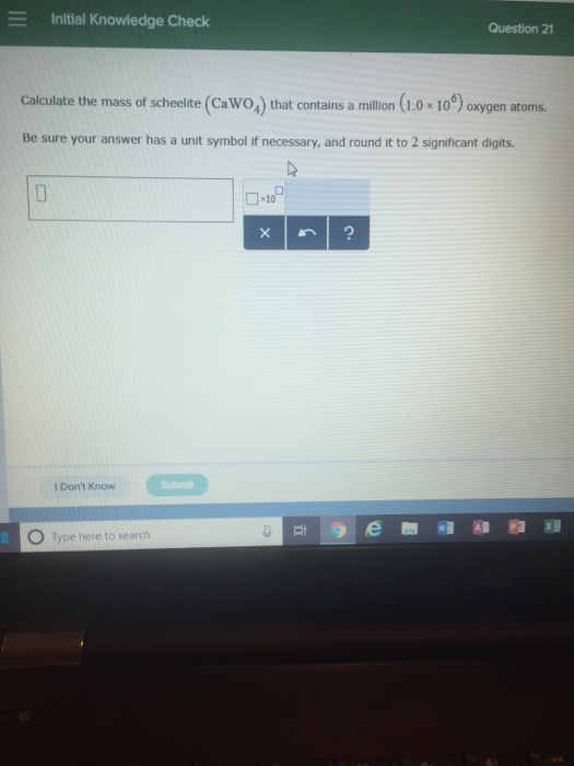 Solved Initial Knowledge Check Question 21 Calculate the | Chegg.com