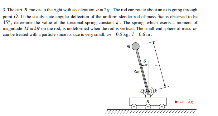 Solved 3. The cart B moves to the right with acceleration | Chegg.com