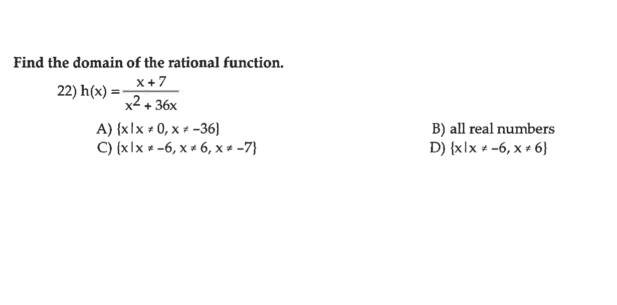 Solved Find The Domain Of The Rational Function X 7 22