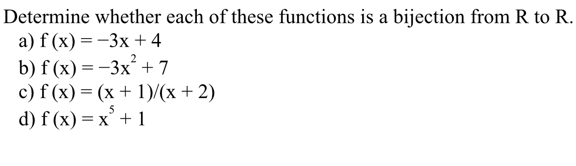 Solved Determine Whether Each Of These Functions Is A