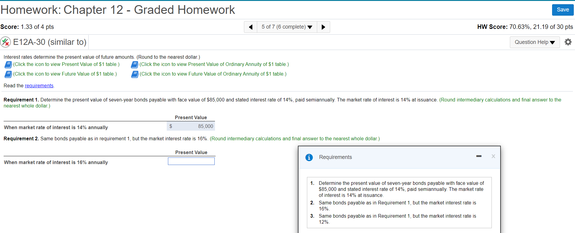 Solved Homework Chapter 12 Graded Homework Save Score