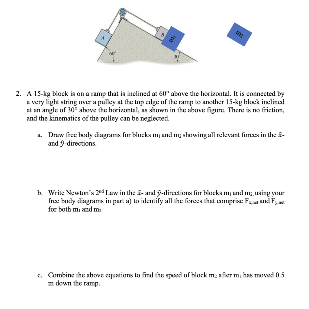 Solved A 15−kg block is on a ramp that is inclined at 60∘ | Chegg.com