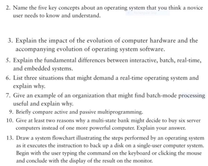 Solved 2. Name the five key concepts about an operating | Chegg.com