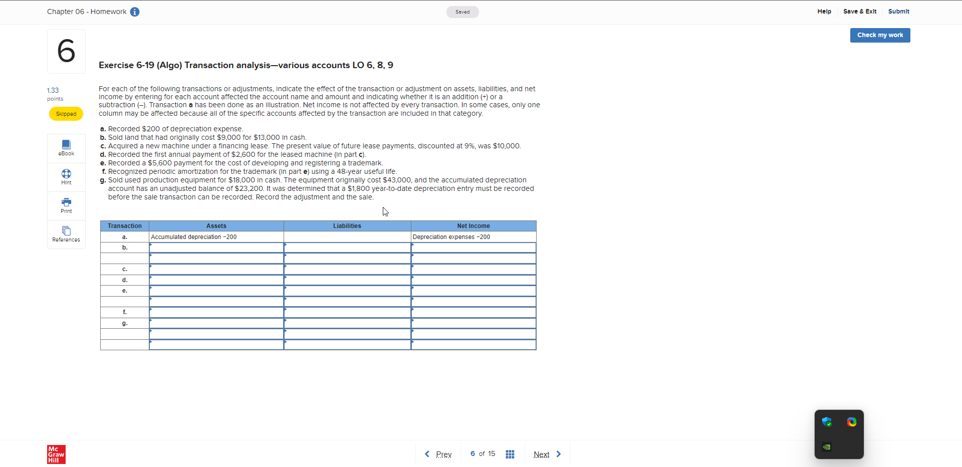 Solved Chapter 06 - Homework 6 Saved Exercise 6-19 (Algo) | Chegg.com