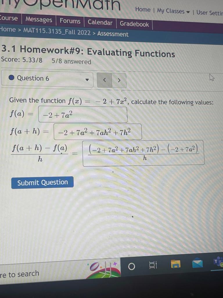 Solved 3 1 Homework 9 Evaluating Functions Score 5 33 85 8