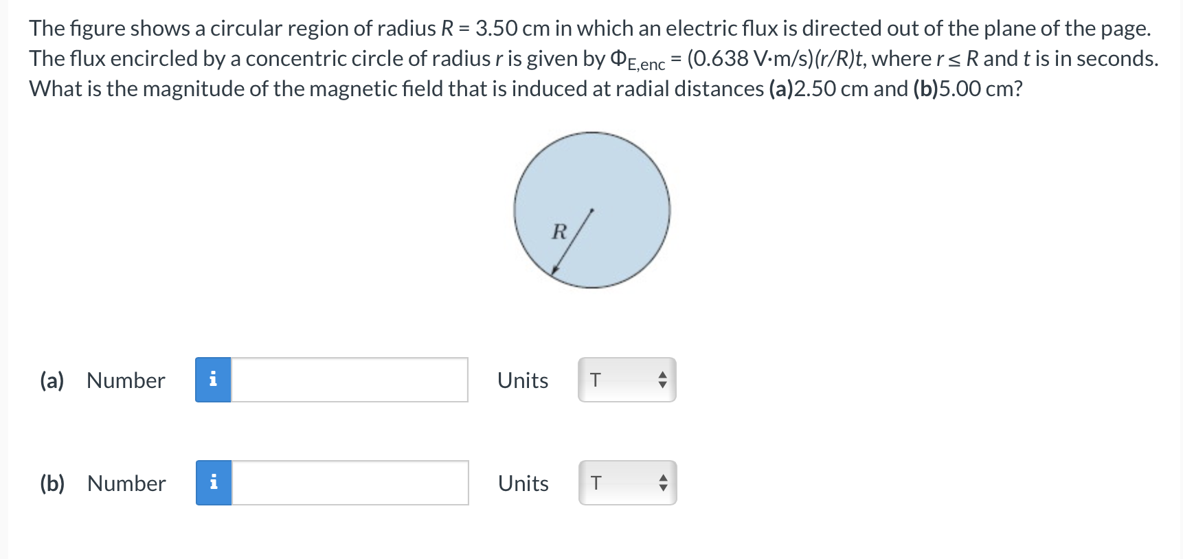 Solved The figure shows a circular region of radius R=3.50cm | Chegg.com