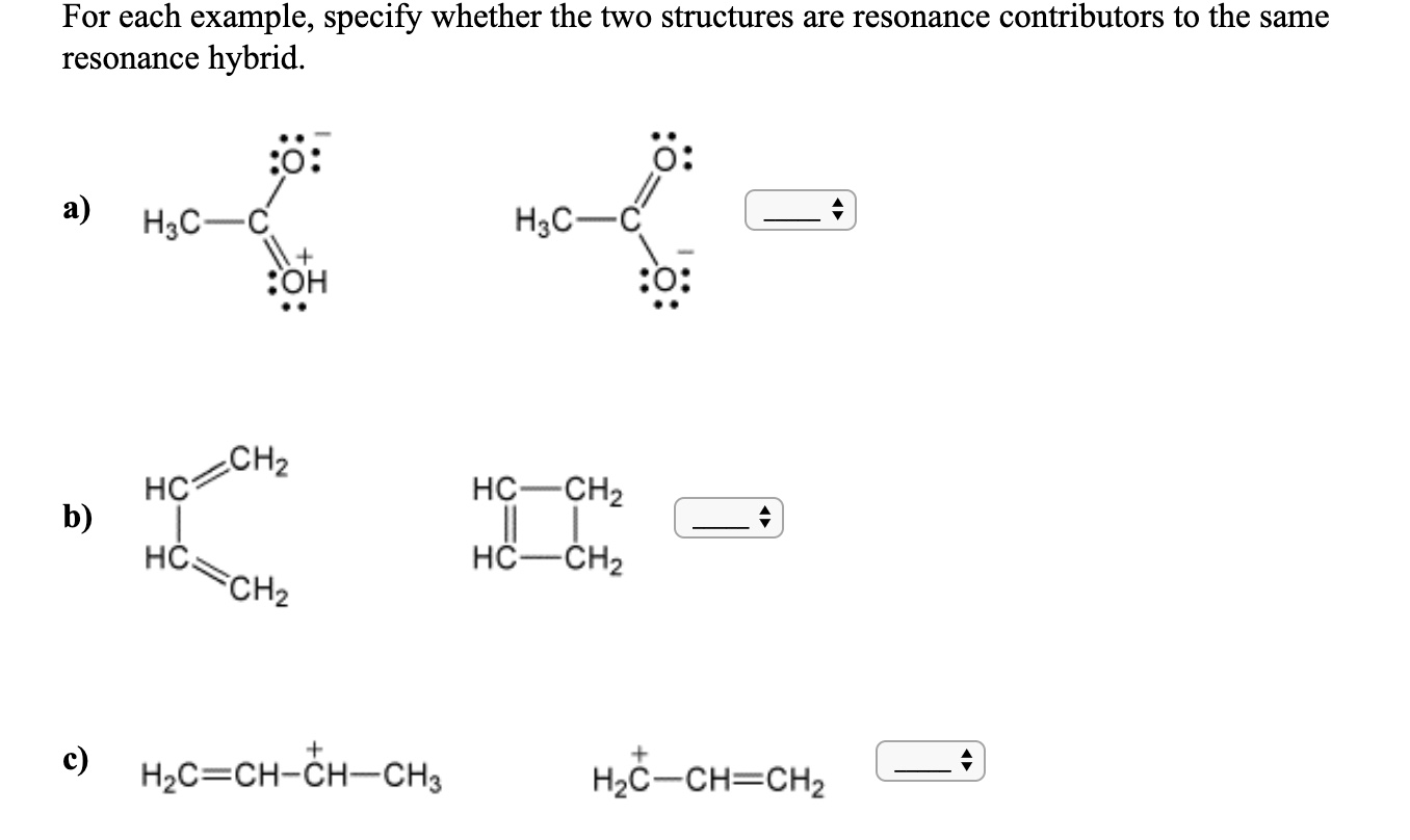 Solved For each example, specify whether the two structures | Chegg.com
