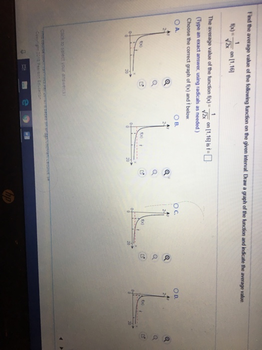 Solved Find the average value of the following function on | Chegg.com