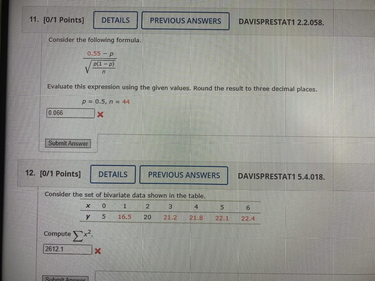 Solved Consider the following formula. np(1−p)0.55−p | Chegg.com