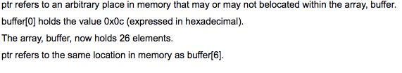 Solved char buffer[20]; char ∗pptr= buffer; "ptr = 6; ptr | Chegg.com