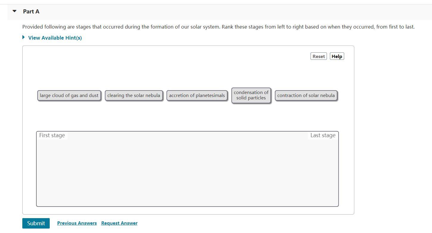 Solved Part A Provided following are stages that occurred | Chegg.com