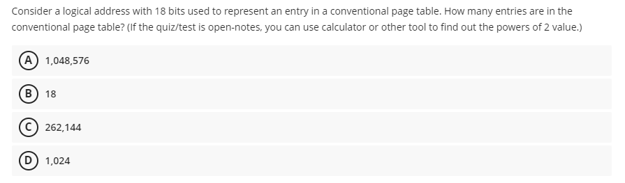 Solved Consider a logical address with 18 bits used to | Chegg.com