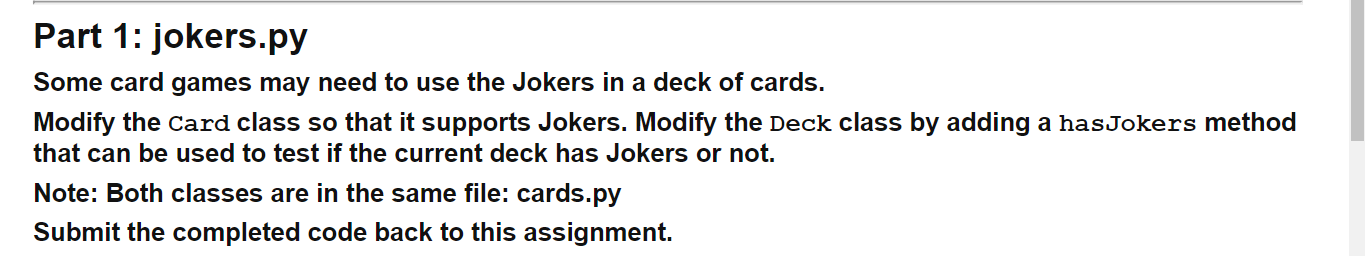 Solved """ File: cards.py Module for playing cards, with | Chegg.com