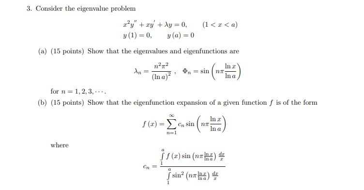 Solved 3. Consider the eigenvalue problem | Chegg.com