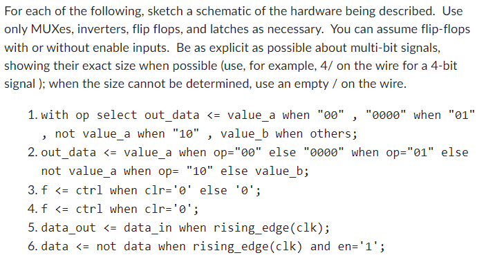 Solved For each of the following, sketch a schematic of the | Chegg.com
