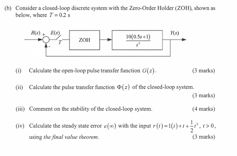Solved b) Consider a closed-loop discrete system with the | Chegg.com