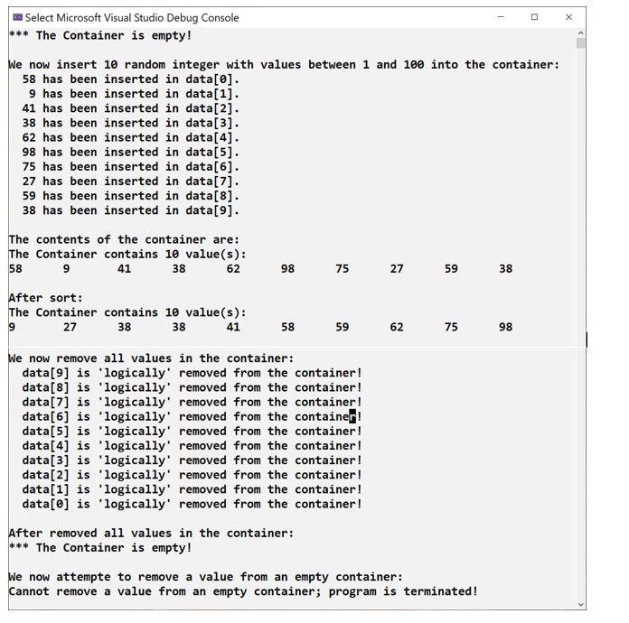 Solved The ADT of a container class is implemented as a | Chegg.com