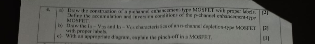 Solved 4. a) Draw the construction of a p-channel | Chegg.com