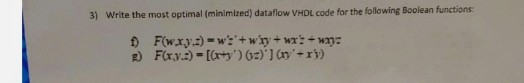 Solved 3) Write the most optimal (minimized) dataflow VHDL | Chegg.com