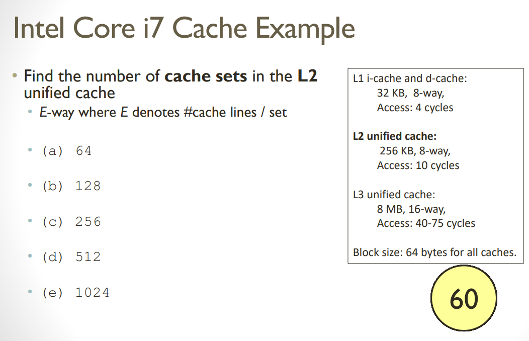 Solved Intel Core i7 Cache Example O Find the number of | Chegg.com