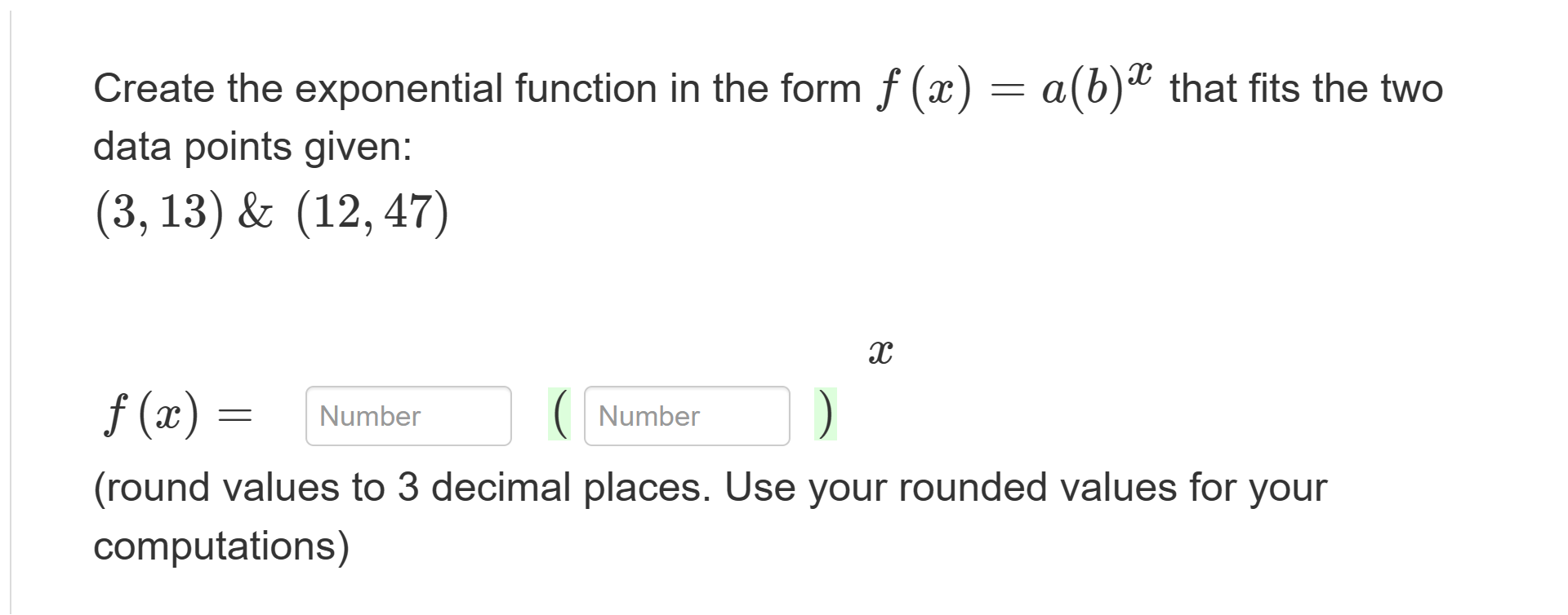 Solved Create the exponential function in the form | Chegg.com