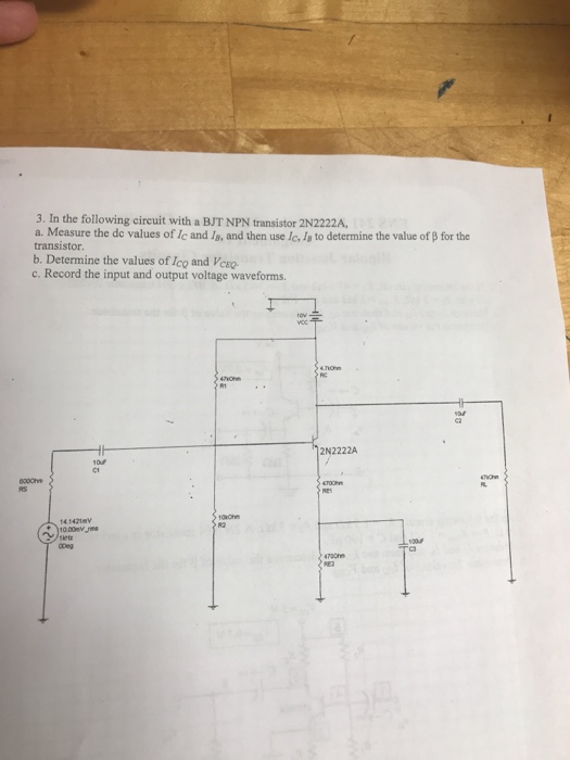 Solved 3. In the following circuit with a BJT NPN transistor | Chegg.com