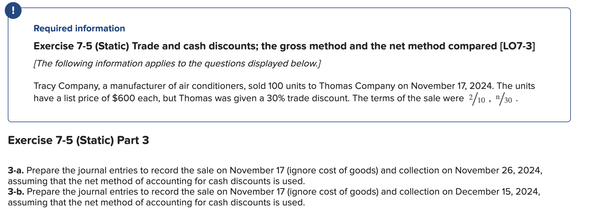 Solved Required information Exercise 7-5 (Static) Trade and | Chegg.com