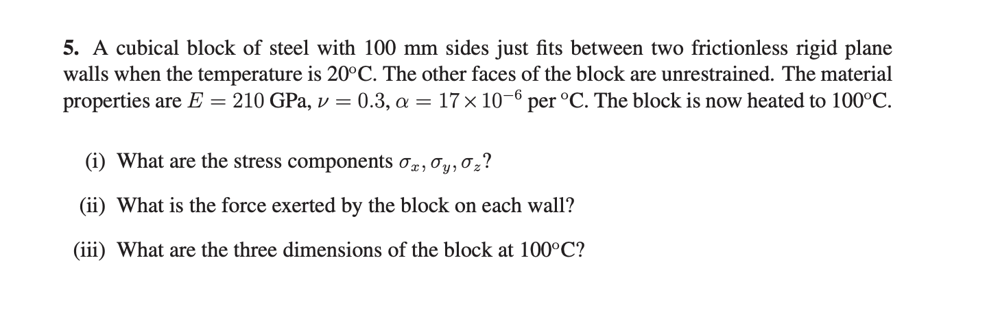 Solved 5. A cubical block of steel with 100 mm sides just | Chegg.com