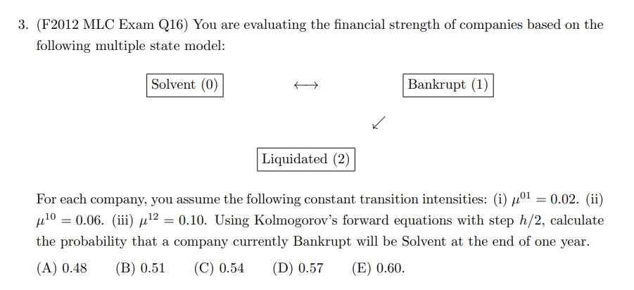 Solved (F2012 MLC Exam Q16) You are evaluating the financial | Chegg.com