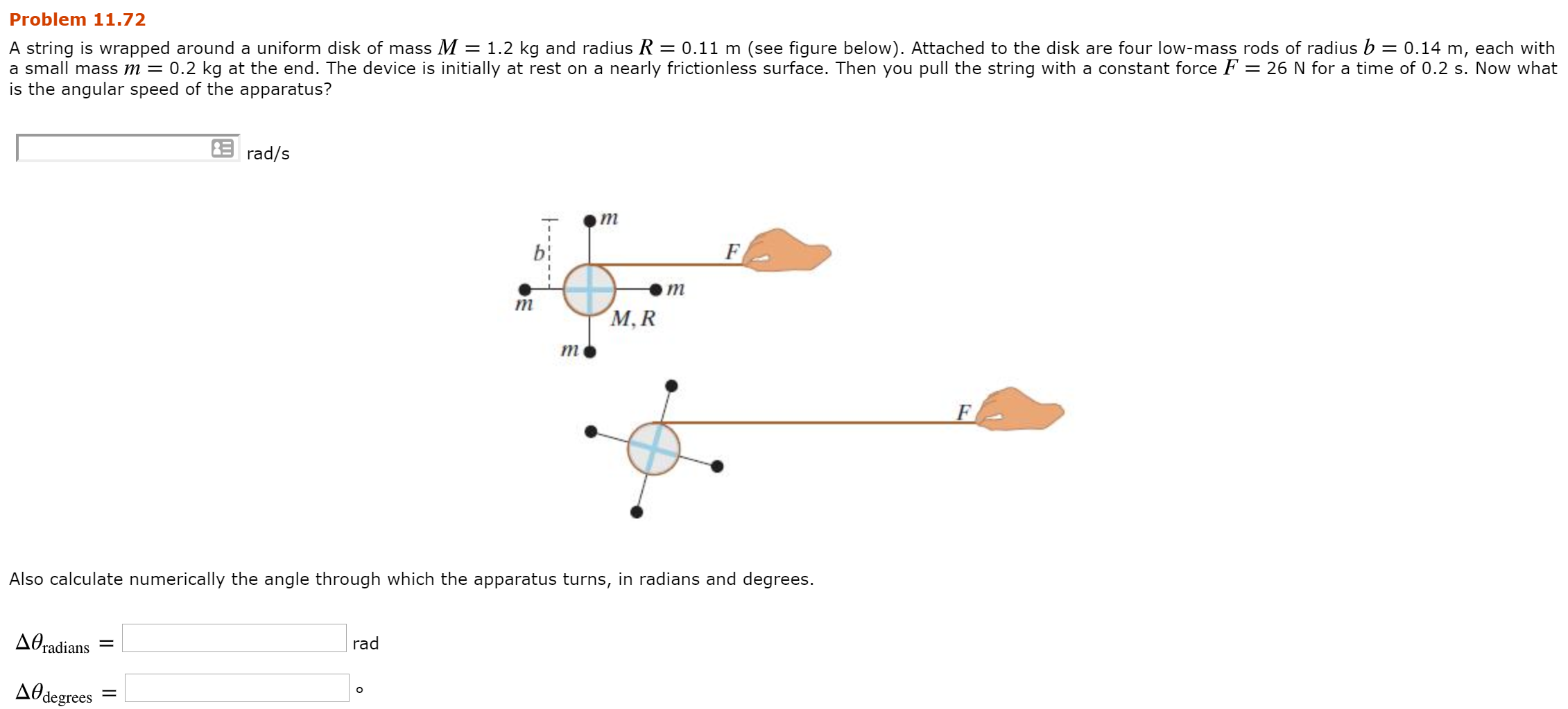 Solved Problem 11.72 A string is wrapped around a uniform | Chegg.com