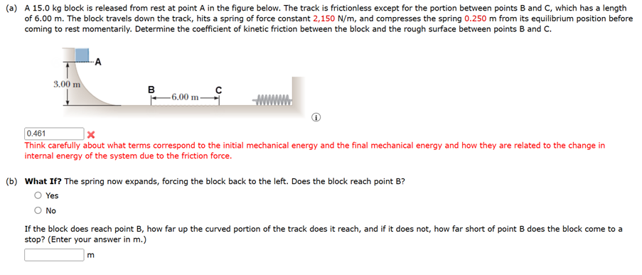 Solved (a) A 15.0 kg block is released from rest at point A | Chegg.com