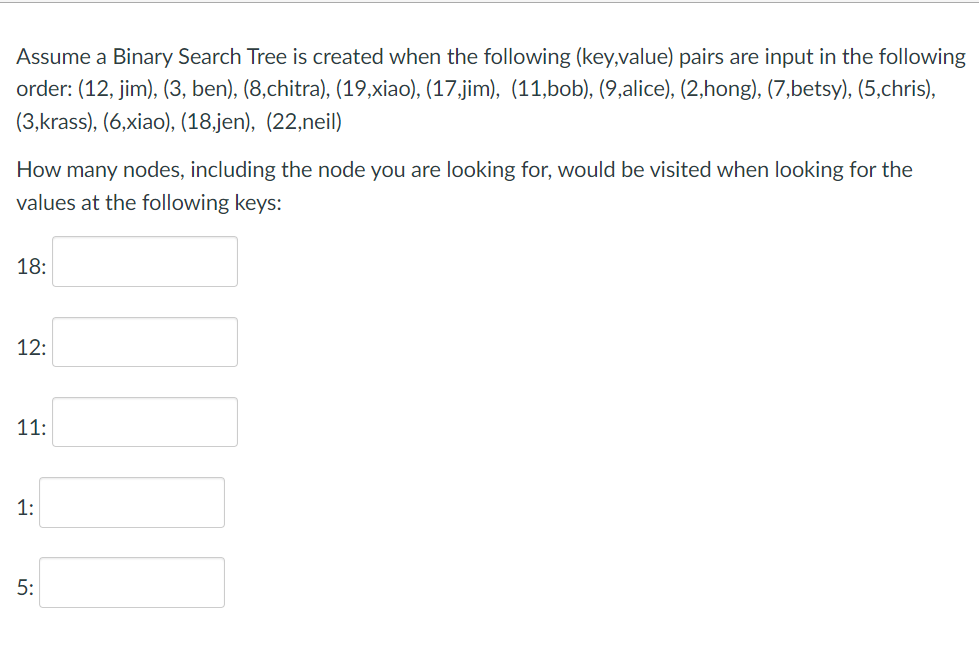 Solved Assume a Binary Search Tree is created when the | Chegg.com
