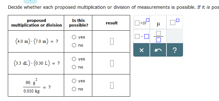 Solved Decide whether each proposed multiplication or | Chegg.com