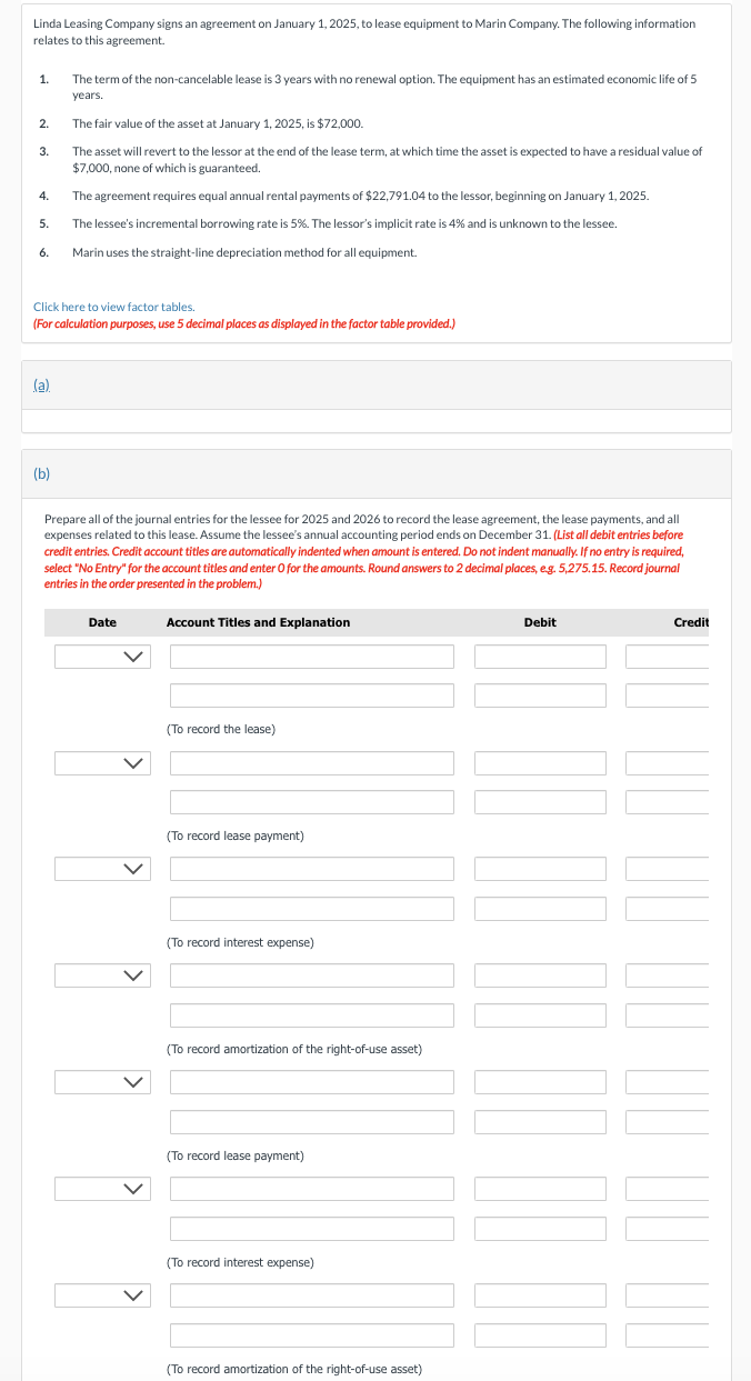 Solved Linda Leasing Company signs an agreement on January | Chegg.com